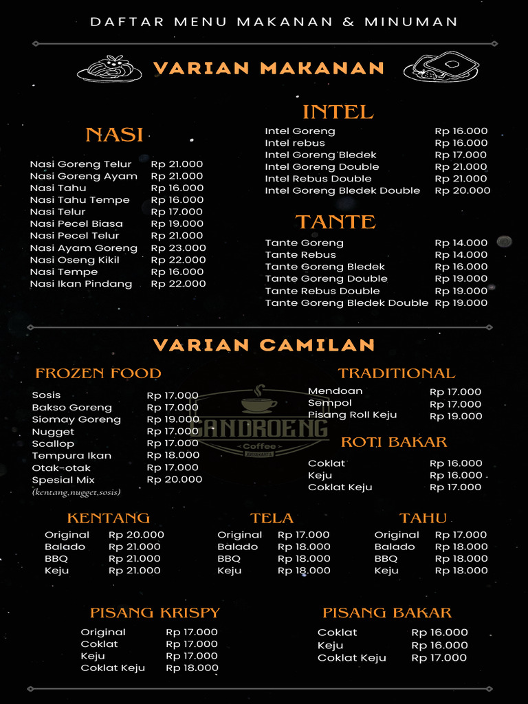 Daftar Menu Gandroeng | PDF