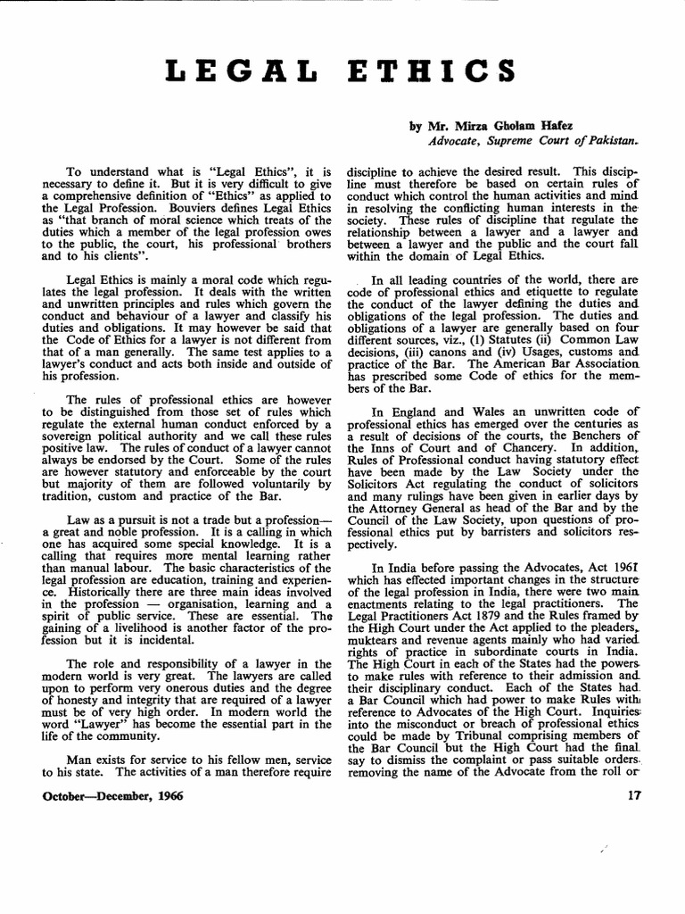 Legal Ethics | PDF | Lawyer | Legal Ethics