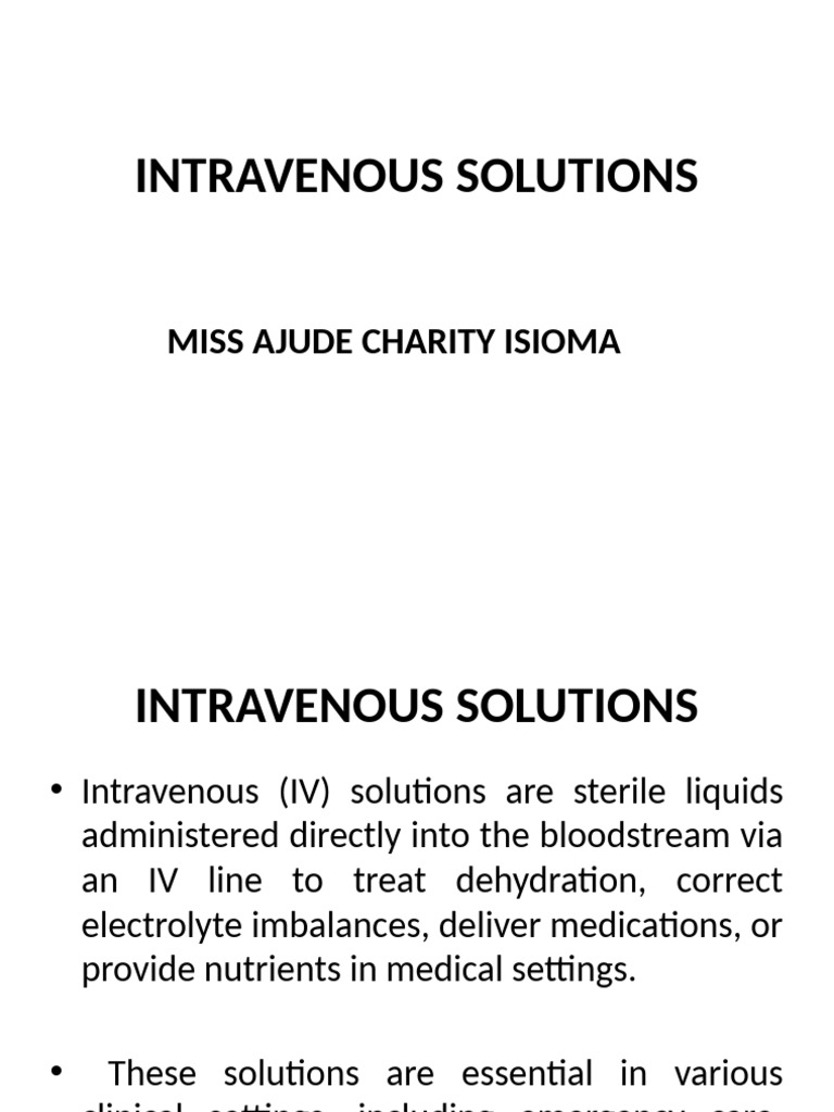 Intravenous Infusions New | PDF | Intravenous Therapy | Saline (Medicine)