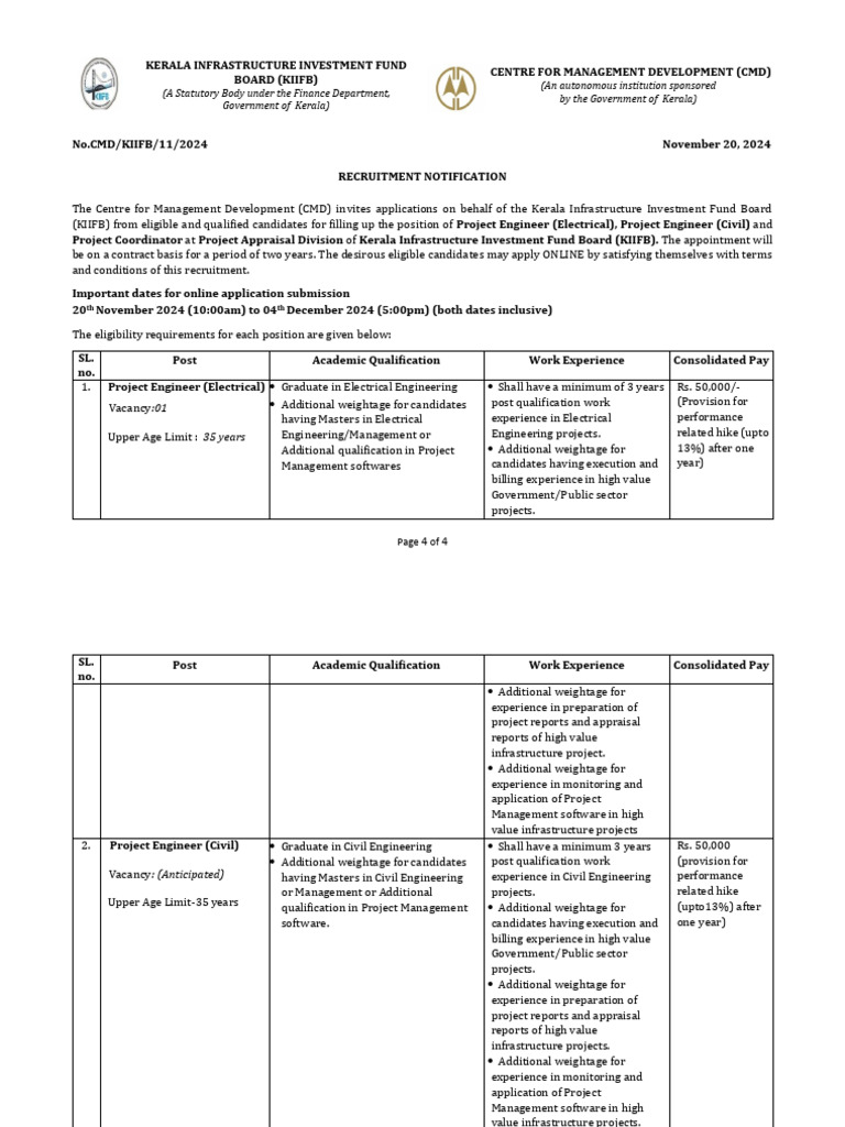 KIIFB Notification V1 2024 | PDF | Affidavit | Recruitment