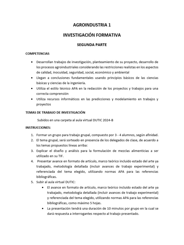 Agro-1-Directivas - Rubrica-2-Trabajo-Inv-Formativa 2024 | PDF