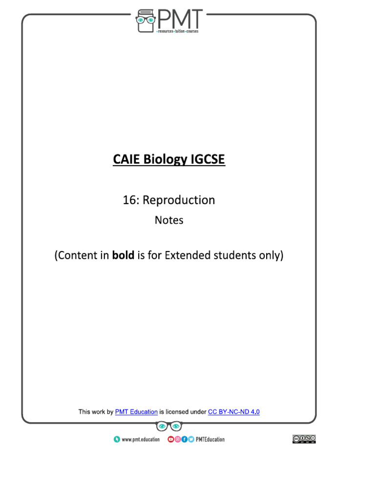 Topic 16 Reproduction - CAIE Biology IGCSE | PDF