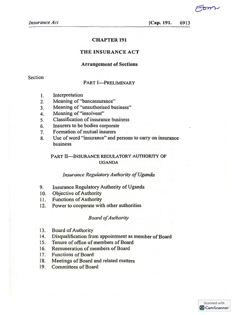Insurance Act Cap 191 | PDF