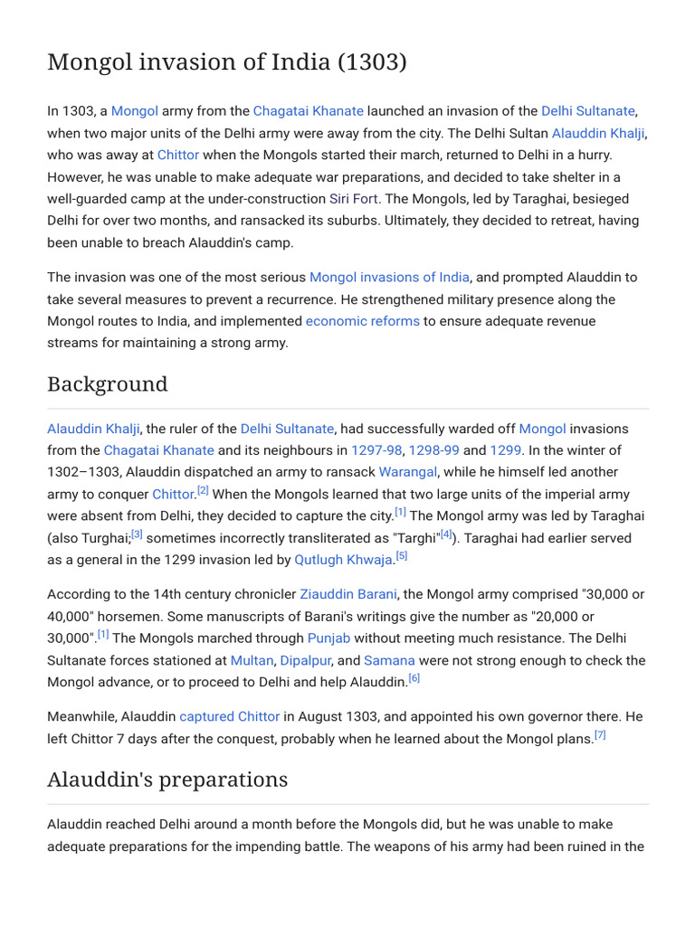Mongol Siege of Delhi 1303 | PDF | Medieval Conflicts