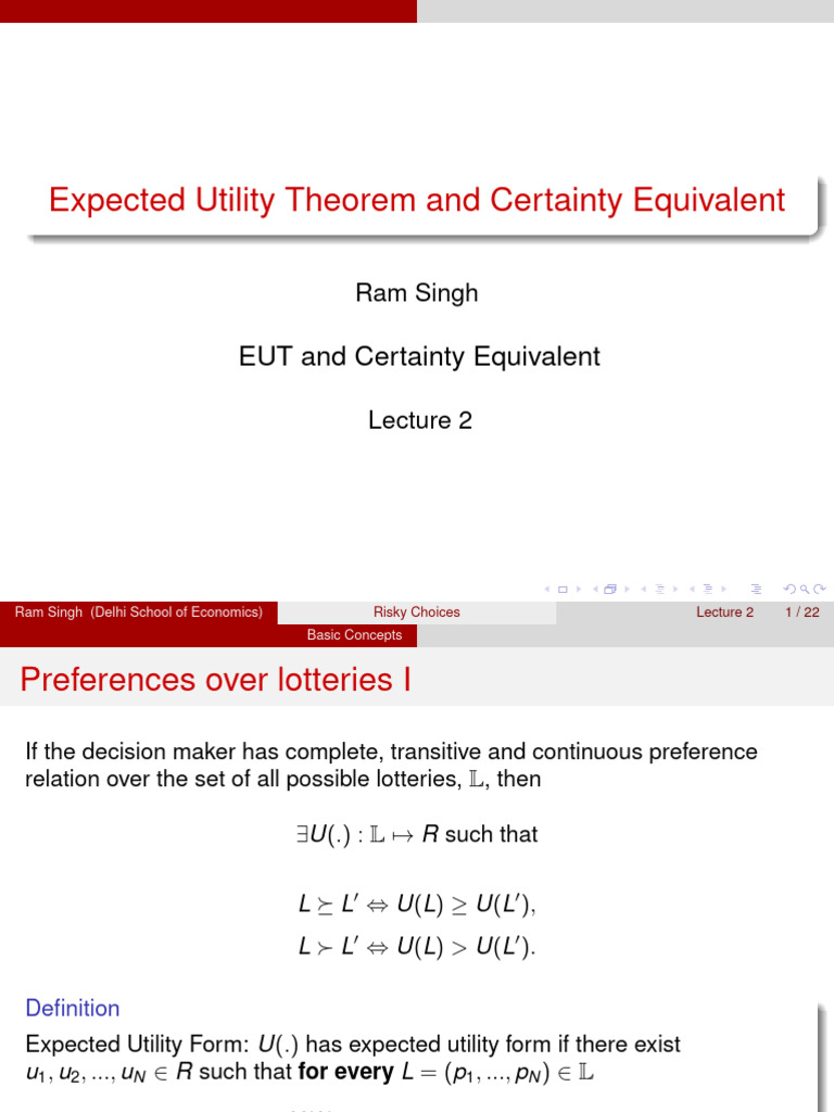 Decisions Under Uncertainty-L2 | PDF | Utility | Risk Aversion