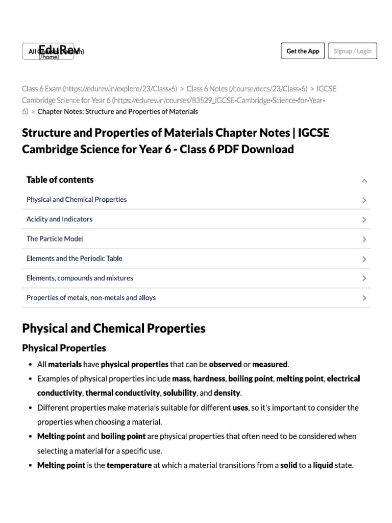 Materials Properties and Changes | PDF
