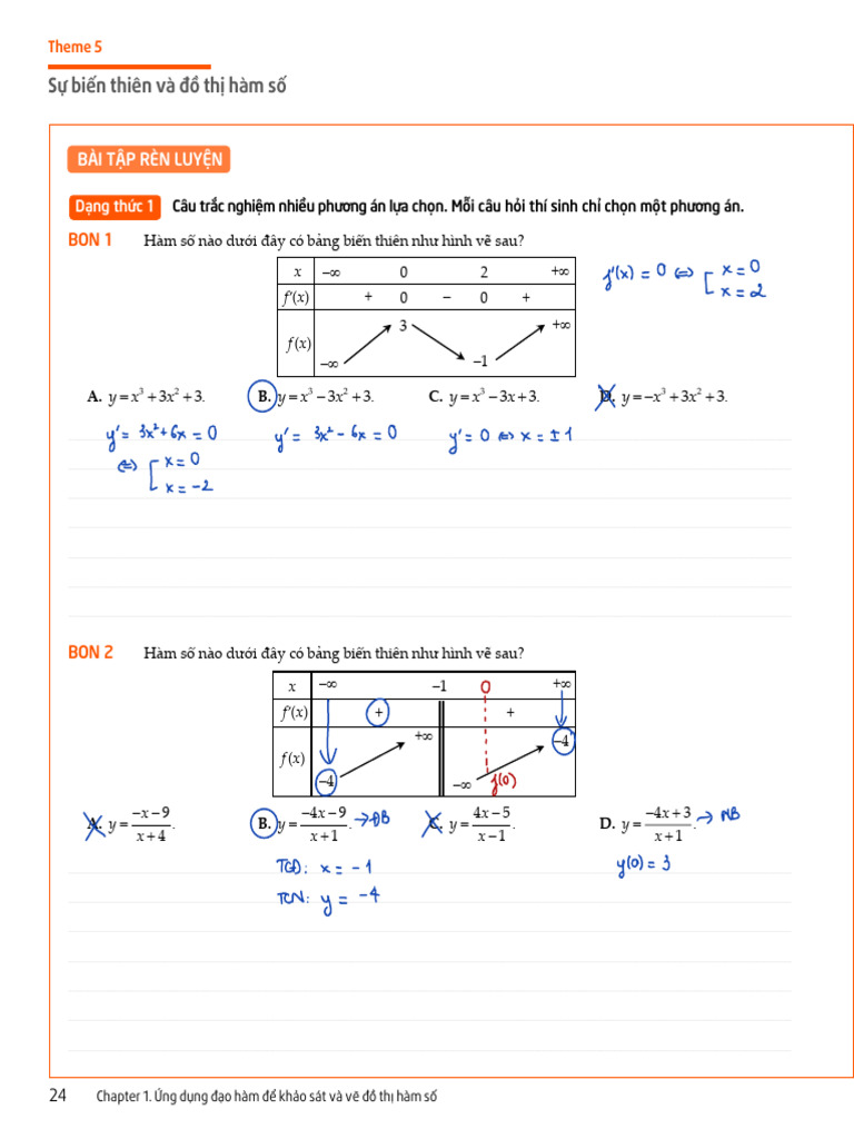 5 BTRL Theme 5. Sự Biến Thiên Và Đồ Thị Hàm Số (Handout) | PDF