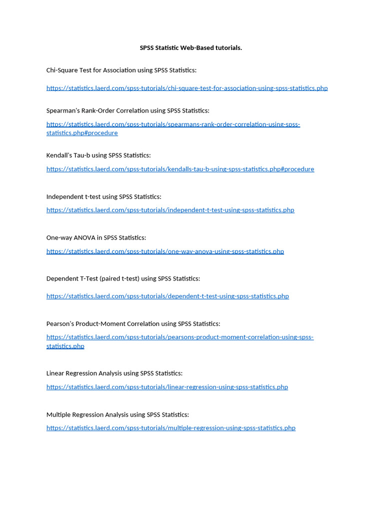 SPSS Tutorial Links | PDF