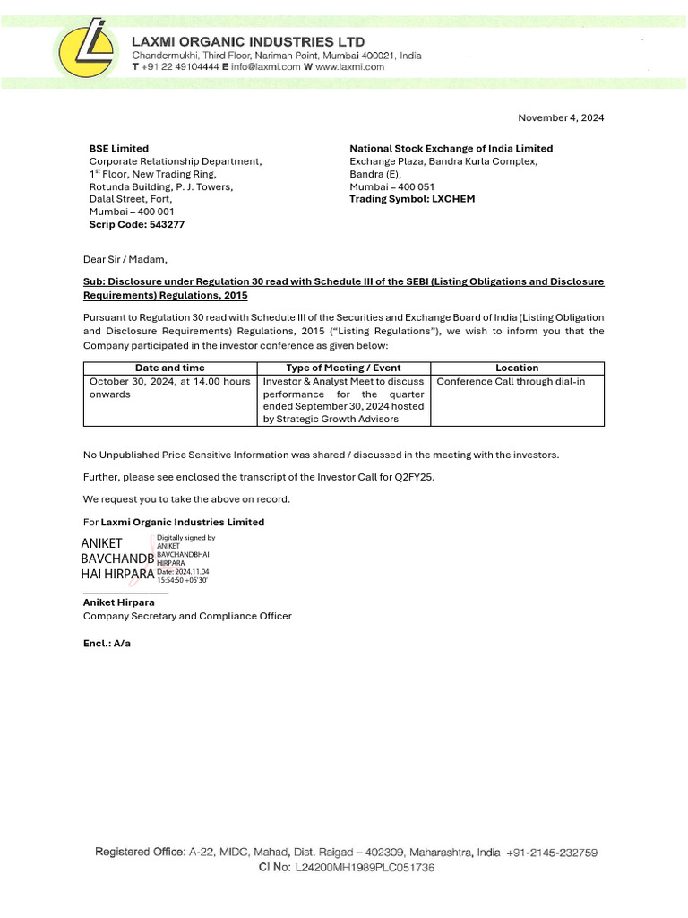 Laxmi CC Q2 FY 2024-2025 | PDF