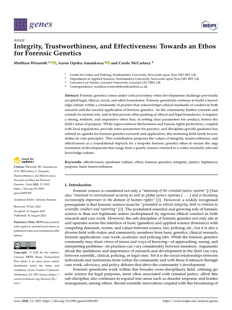 Integrity, Trustworthiness, and Effectiveness Towards An Ethos | PDF ...