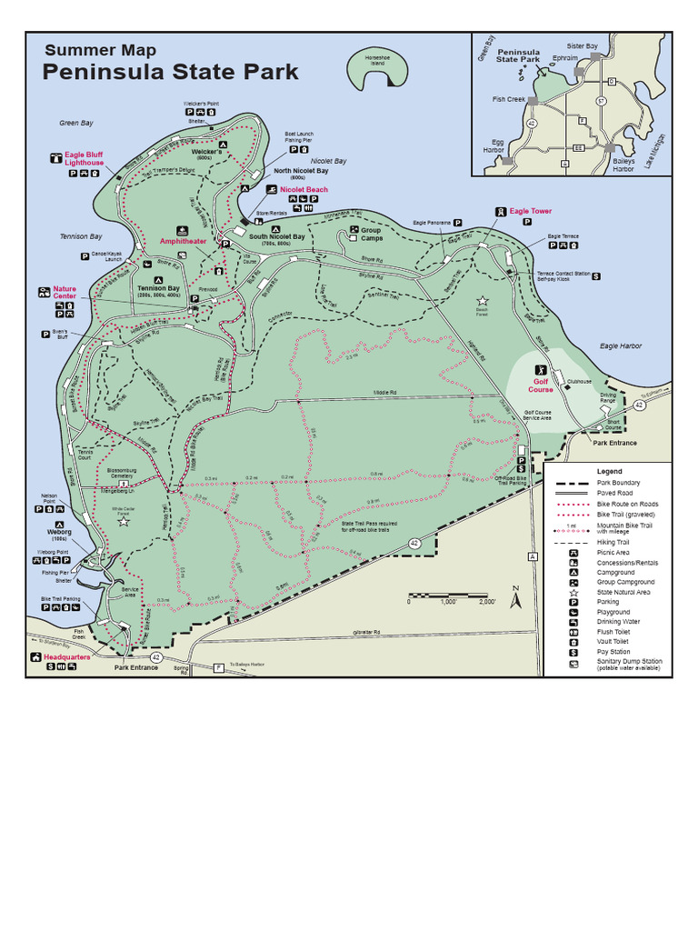 Peninsula State Park Map Overview | PDF | Outdoor Recreation ...