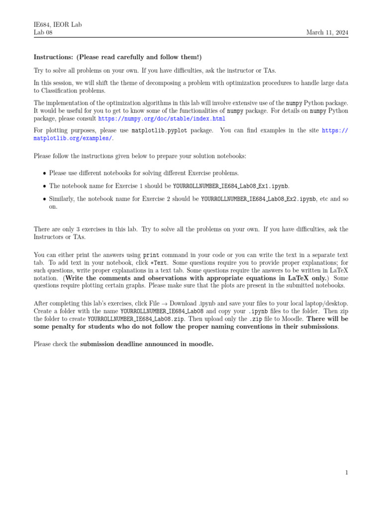 Ie684 Lab08 Pdf Function Mathematics Mathematical Optimization