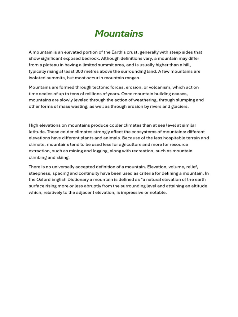 Mountains Notes | PDF