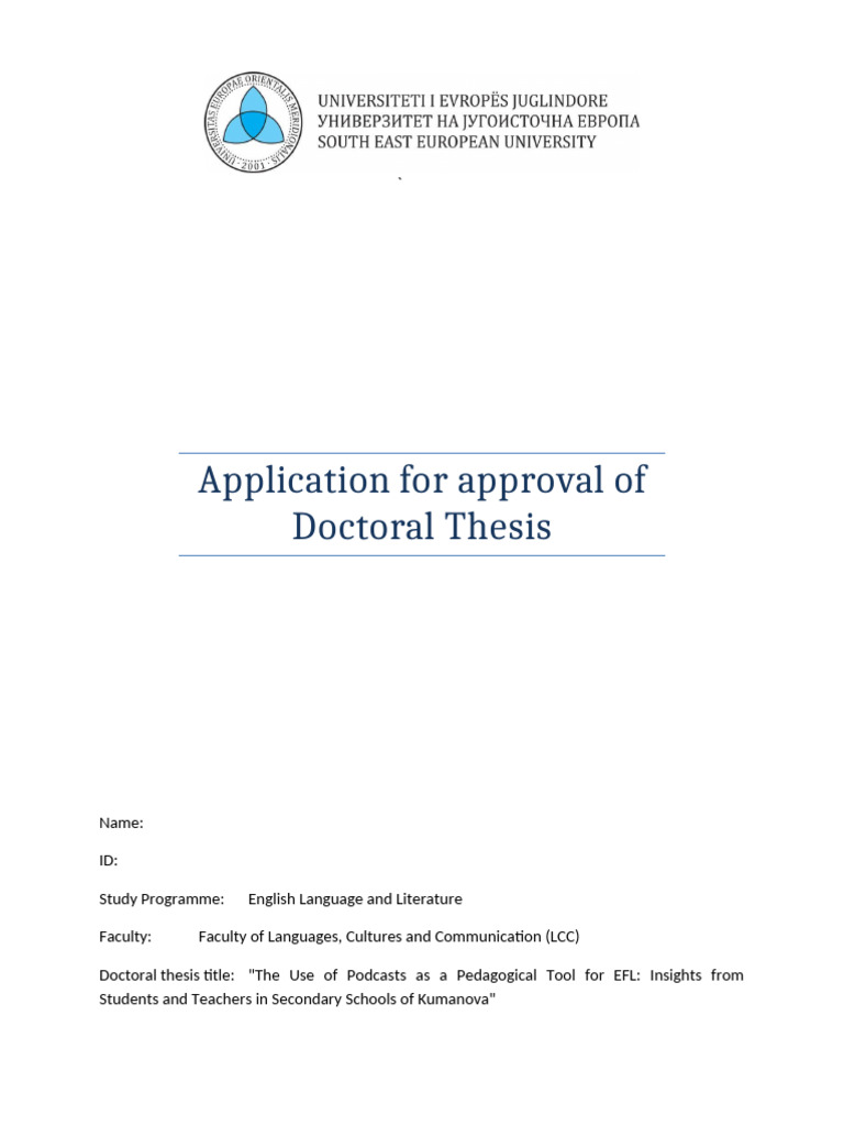 PHD Thesis Proposal - Afrim | PDF | Teachers | Pedagogy