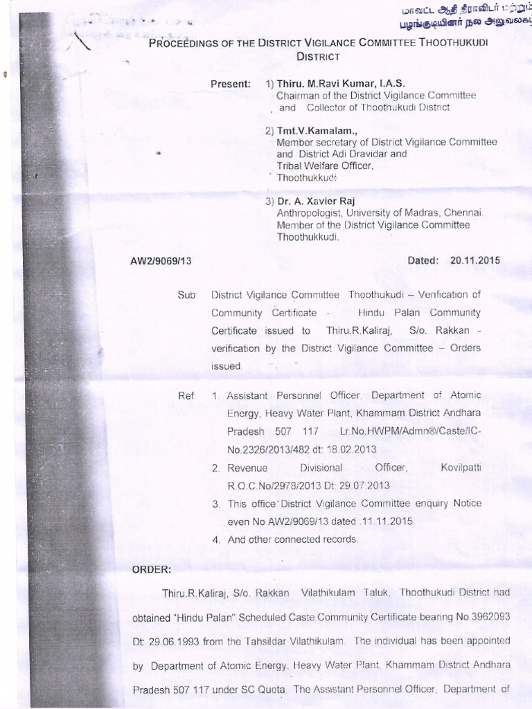 Kaliraj Cast Genuine Certificate | PDF