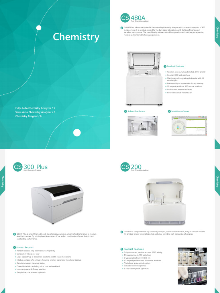 Chemistry: Fully-Auto Chemistry Analyzer / 1 Semi-Auto Chemistry ...