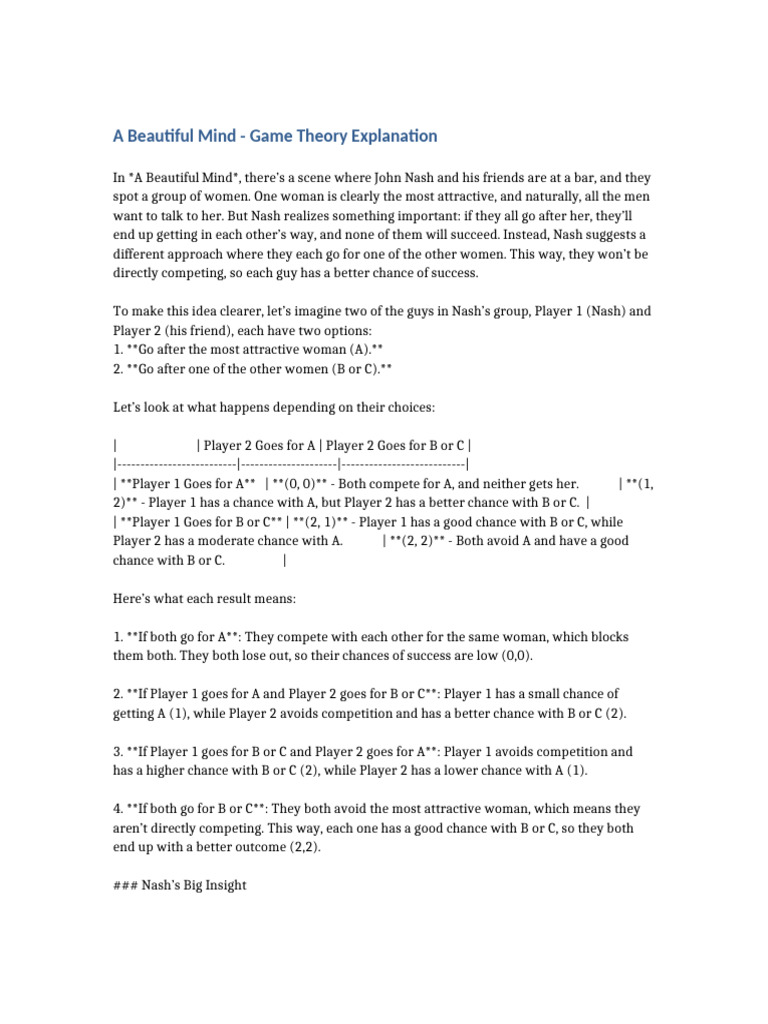 A Beautiful Mind Game Theory Explanation | PDF | Psychology | Cognition
