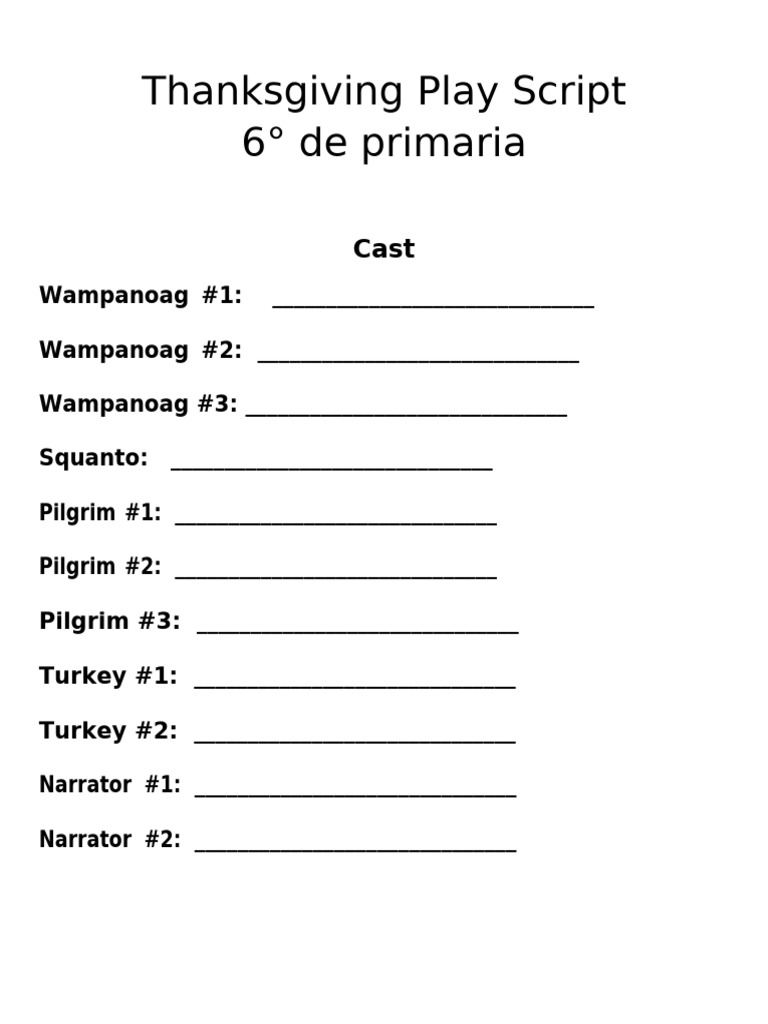 Thanksgiving Play Script 6to | PDF | Thanksgiving | Cape Cod And The ...