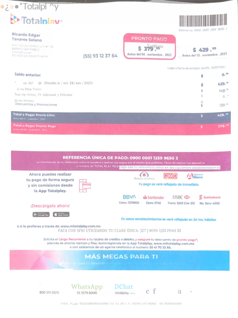Comrpobante de Totalplay | PDF