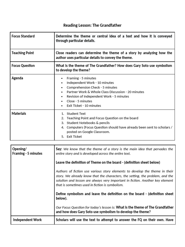 The Grandfather Lesson Recording For SB | PDF | Reading Comprehension ...