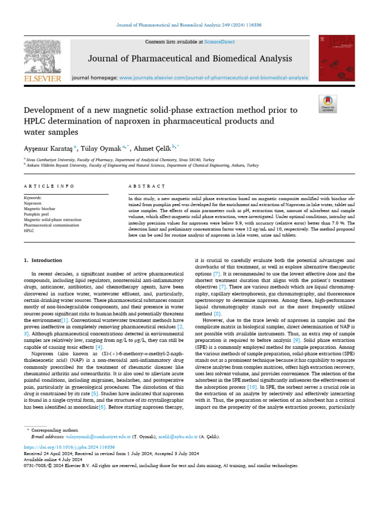 1.development of A New Magnetic Solid-Phase Extraction Method Prior To | PDF | Adsorption | High ...