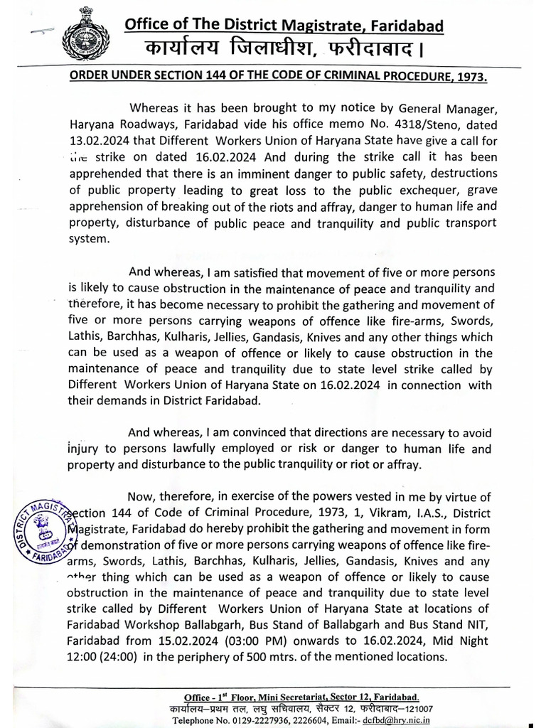 8322 Order Under Section 144 | PDF