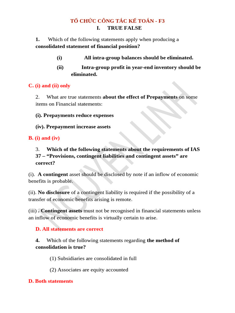 C. (i) and (ii) only: Tổ Chức Công Tác Kế Toán - F3 | PDF | Debits And ...