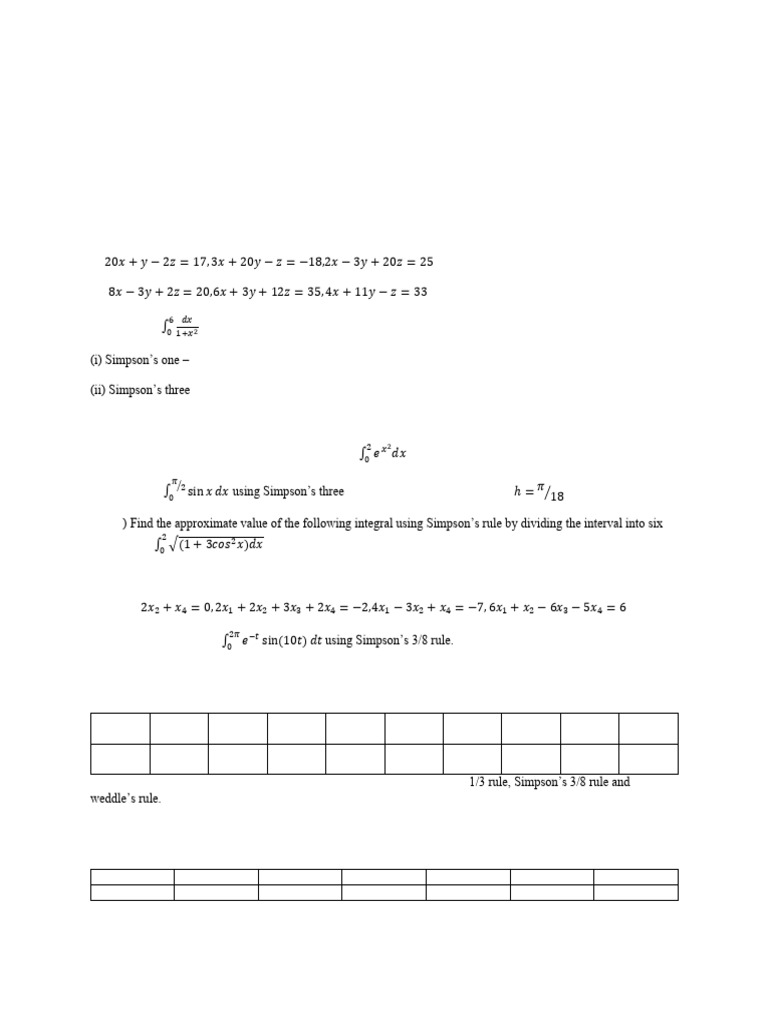 Numerical Techniques II Worksheet | PDF