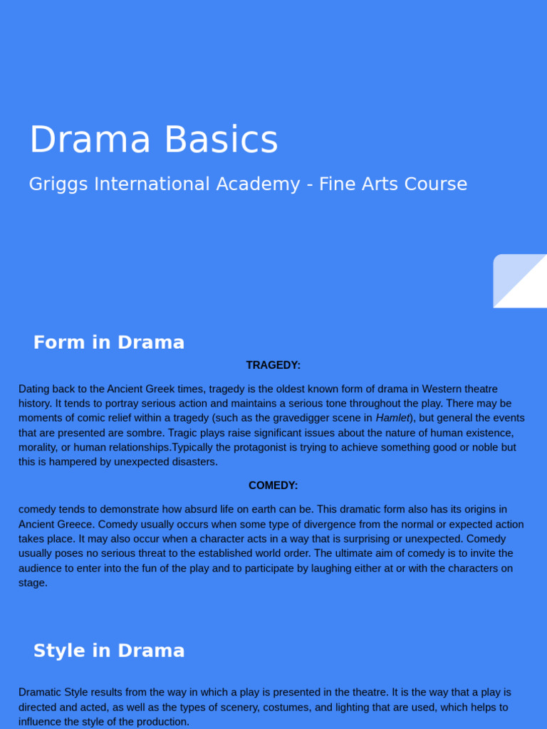 Drama Basics | PDF | Play (Theatre) | Theatre