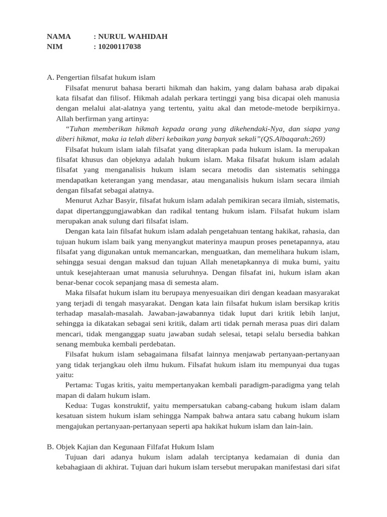 Filsafat Hukum Islam: Konsep dan Tujuan | PDF