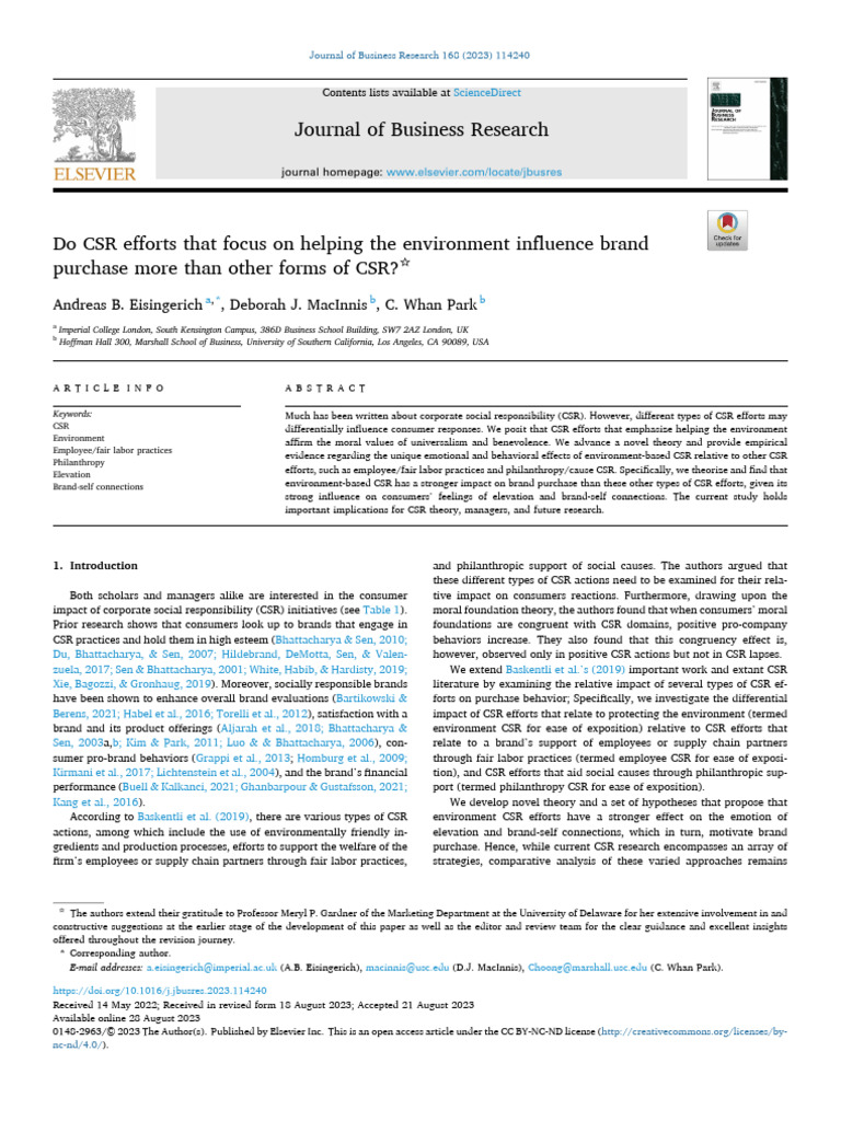 ECSR | PDF | Corporate Social Responsibility | Brand