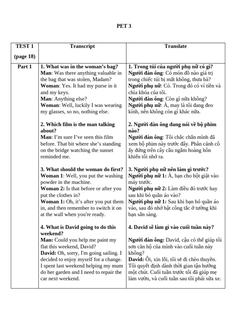 Pet 3+6 and Plus 2 Test 1 2 3 | PDF