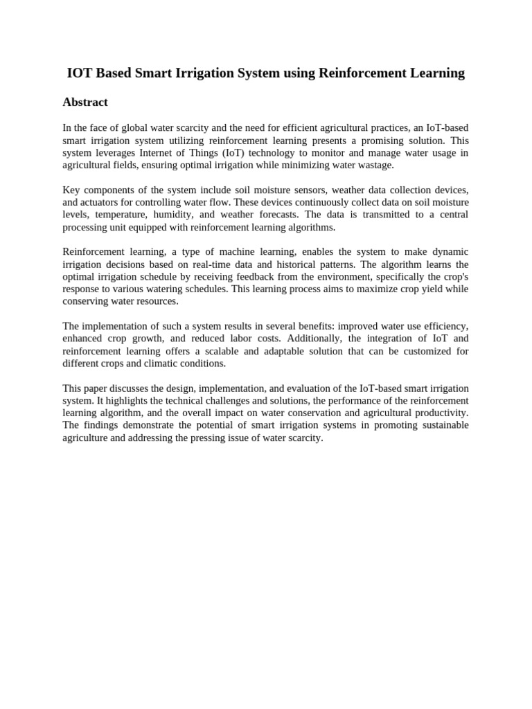 3.IOT Based Smart Irrigation System Using Reinforcement Learning | PDF | Machine Learning ...