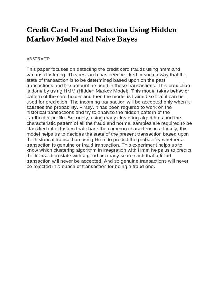 6credit Card Fraud Detection Using Hidden Markov Model And Naive Bayes Pdf Software Testing