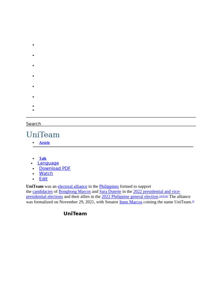 Uniteam | PDF | Political Events | Political Parties