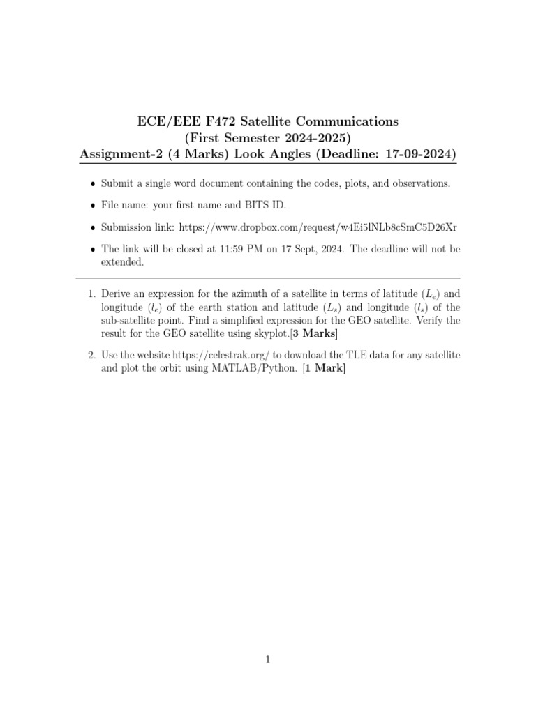 Assignment 2 Sat Comm | PDF