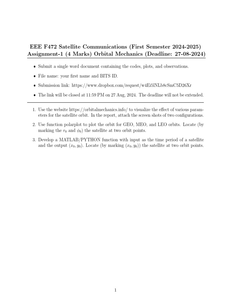 Assignment 1 Sat Comm | PDF