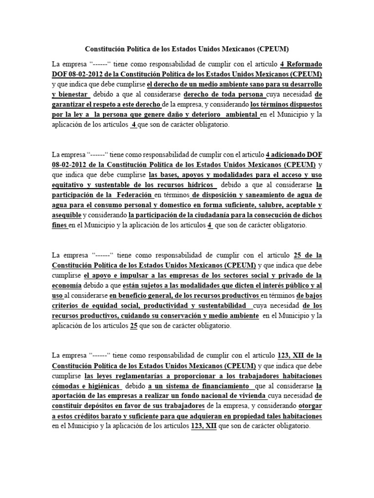 Constitución Política de Los Estados Unidos Mexicanos (CPEUM) | PDF ...