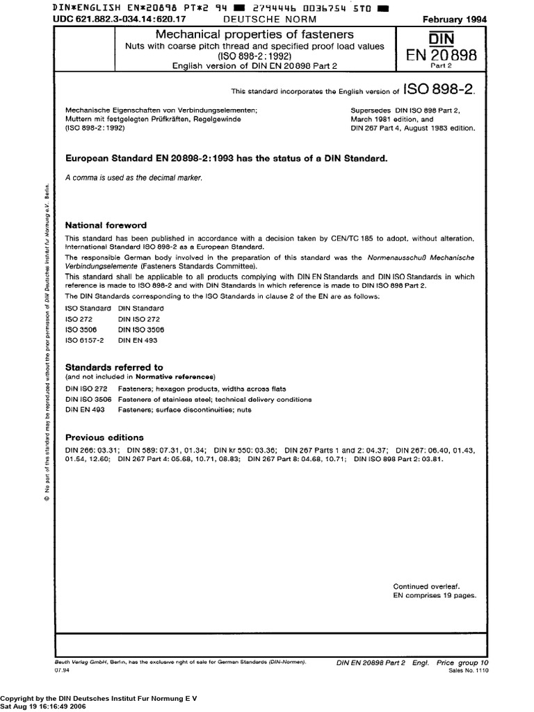 Din en 20898-2-1994 | PDF