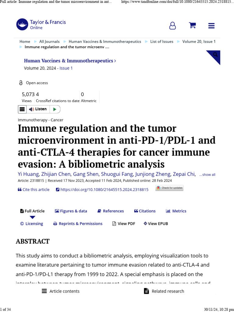 Immune Regulation and The Tumor Microenvironment in anti-PD-1/PDL-1 and anti-CTLA-4 Therapies ...