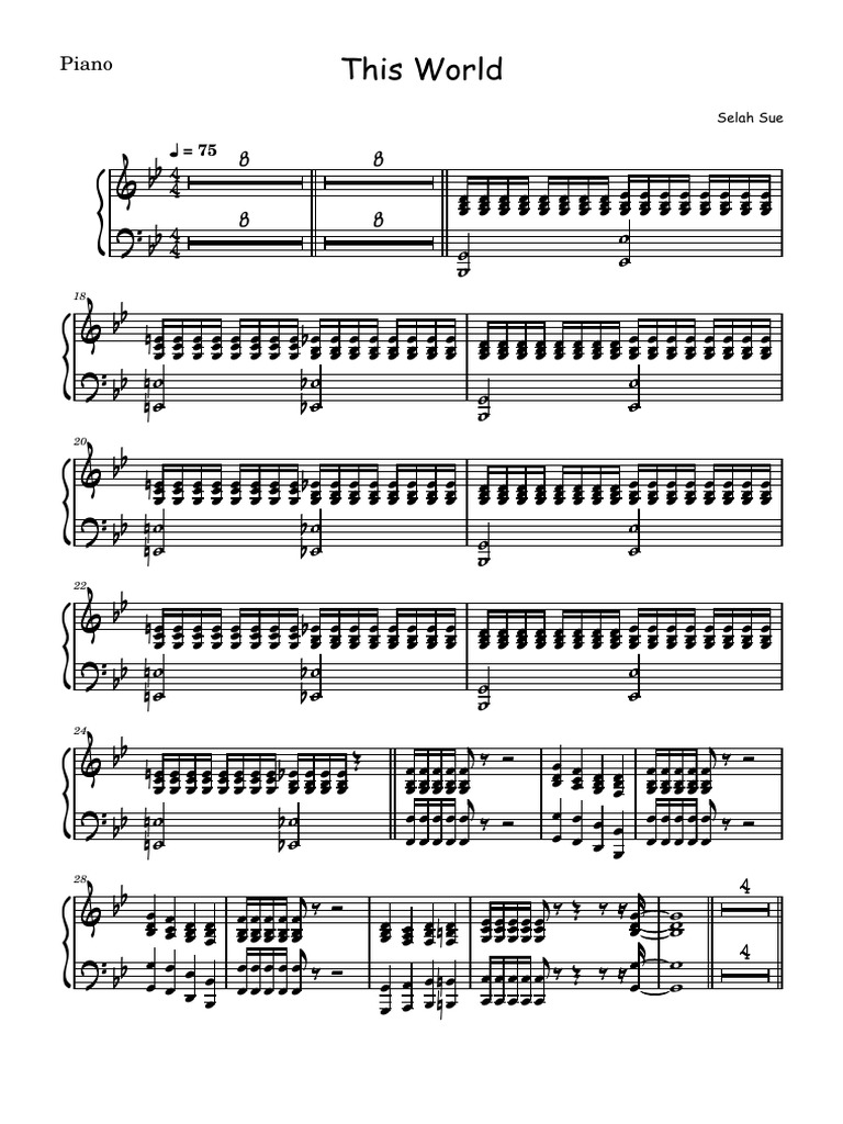 Selah Sue: This World Piano Sheet | PDF