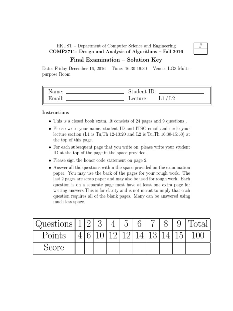 (COMP3711) (2016) (F) Final Schenax 19574 | PDF | Theoretical Computer Science | Algorithms And ...