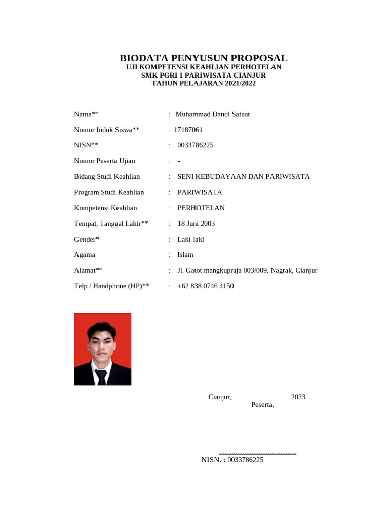 Biodata Penyusun Proposal-2023 | PDF