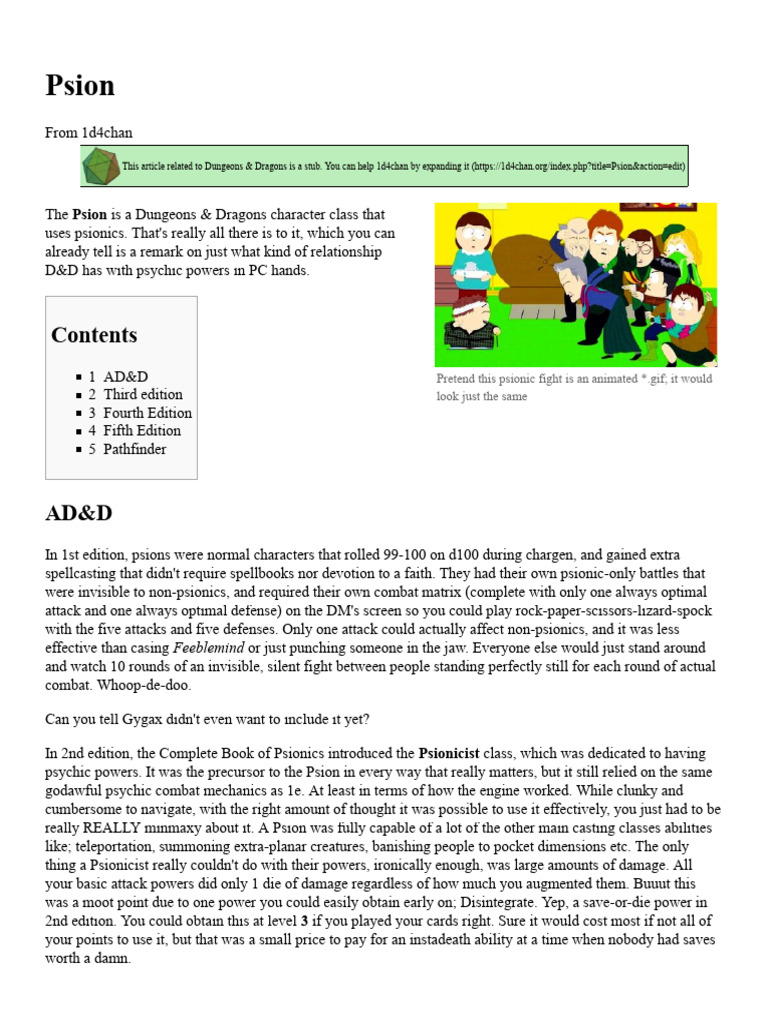 Psion - 1d4chan | PDF | Dungeons & Dragons | D20 System