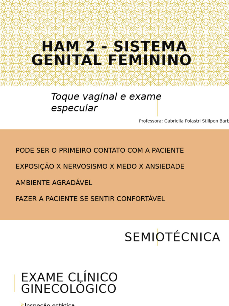 Aula Exame Fã - Sico Genital Feminino - Toque Vaginal e Exame Especular ...