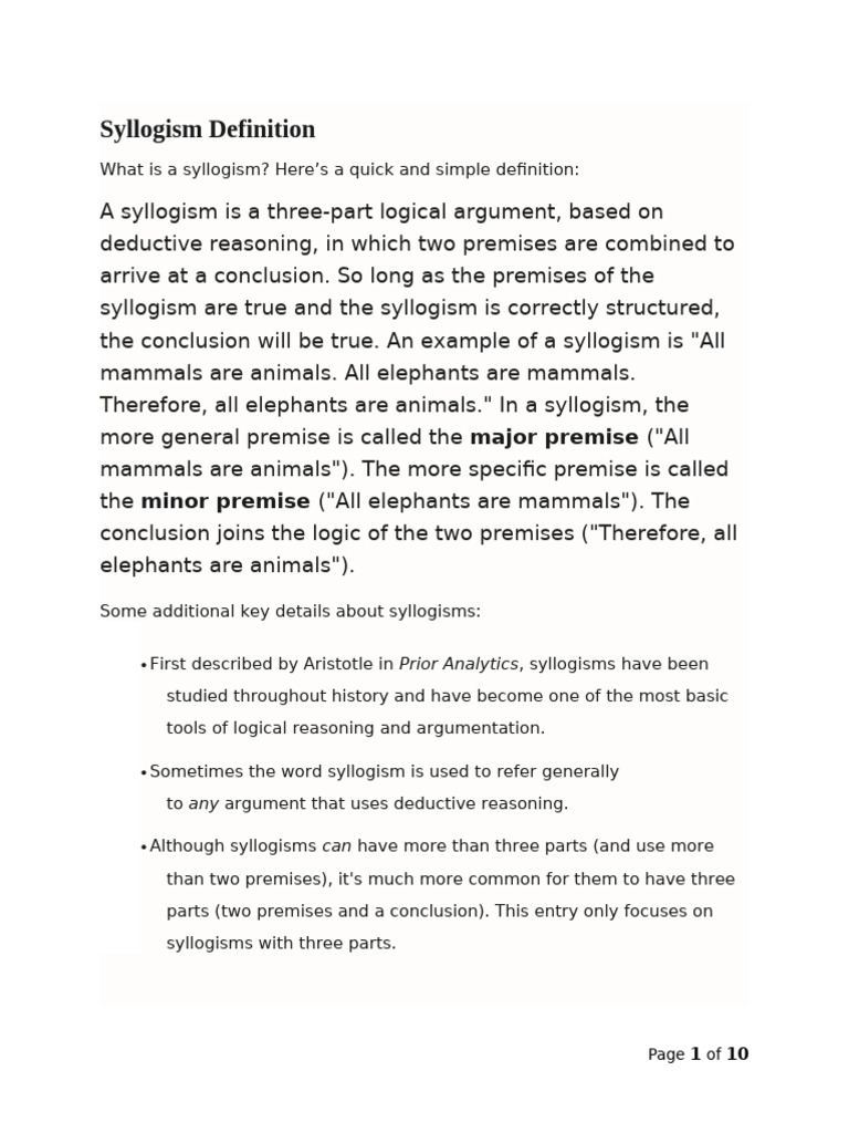 Syllogism Definition | PDF | Logic | Argument