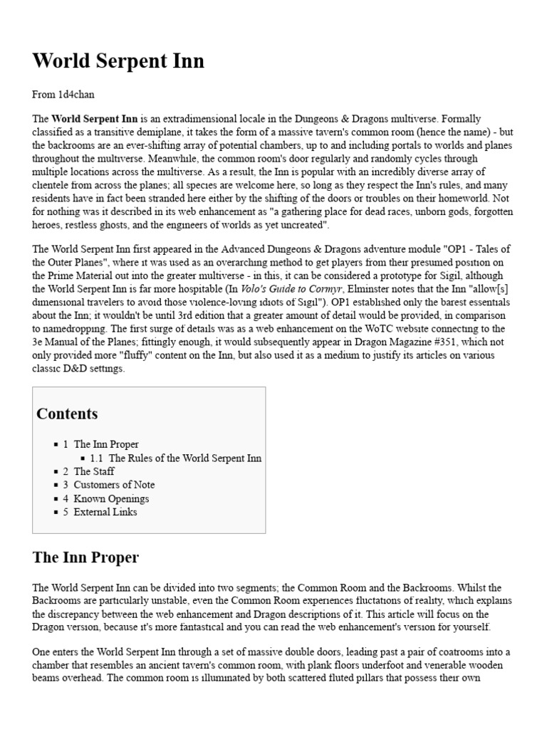 World Serpent Inn - 1d4chan | PDF | Dungeons & Dragons | Gary Gygax Games