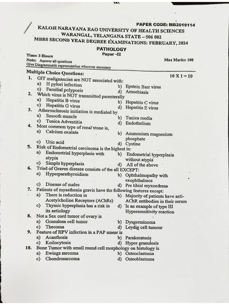 Pathology Pyqs Paper 2 | PDF