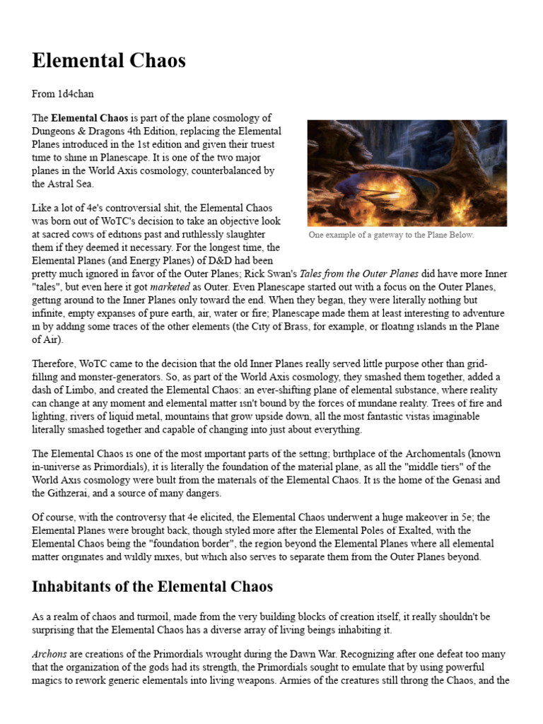 Elemental Chaos - 1d4chan | PDF | D20 System | Gary Gygax Games