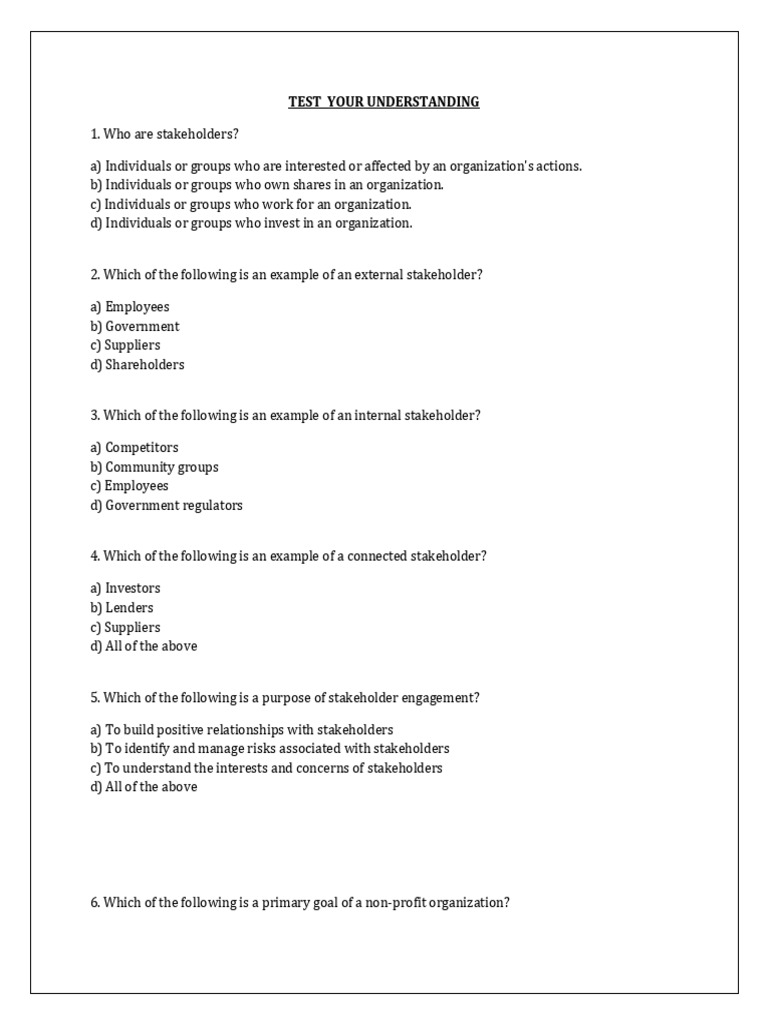 Day 1 Test Your Understanding | PDF | Nonprofit Organization | Business